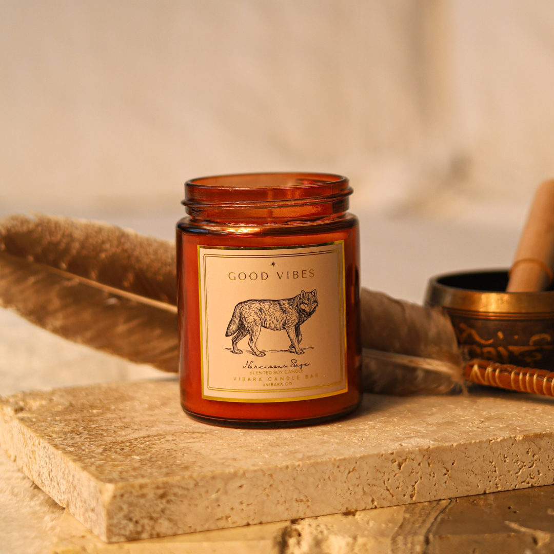 Wolf Candle — Narcissus Sage | Strength & Power | Vibara Candle Bar